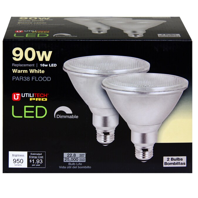 Utilitech 2-Pack 90W Equivalent Dimmable Warm White Par38 LED Flood ... Utilitech 2-Pack 90W Equivalent Dimmable Warm White Par38 LED Flood ...