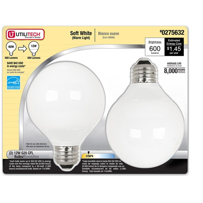 Utilitech 2-Pack 60W Equivalent Soft White CFL Decorative Light Bulbs ... Utilitech 2-Pack 60W Equivalent Soft White CFL Decorative Light Bulbs ...