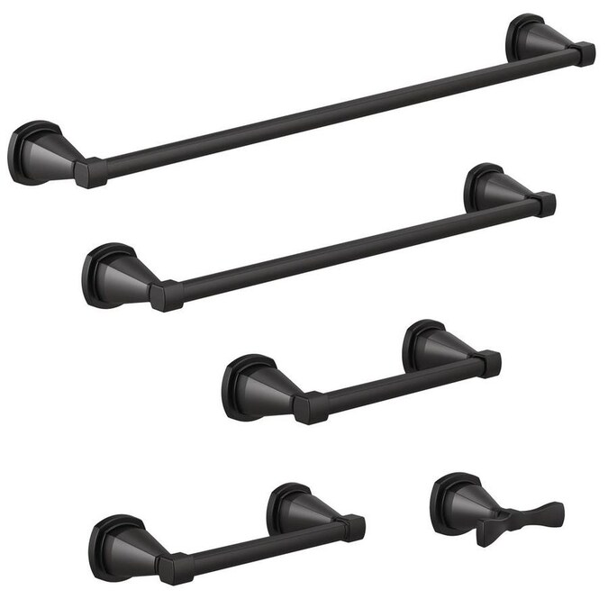 Delta Stryke 8-in Flat Black Wall Mount Single Towel Bar Delta Stryke 8-in Flat Black Wall Mount Single Towel Bar