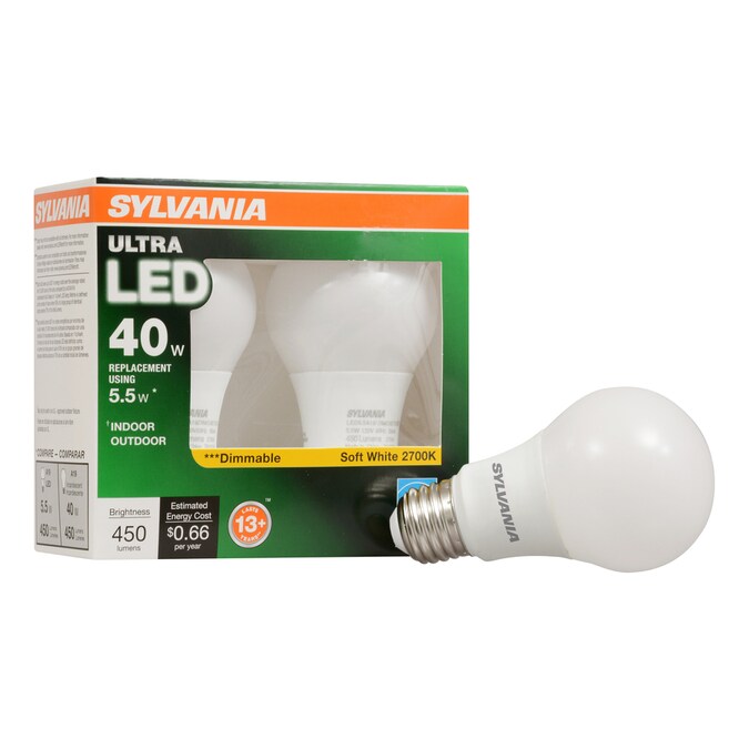 SYLVANIA 40-Watt EQ A19 Soft White Dimmable LED Light Bulb (2-Pack) at ... SYLVANIA 40-Watt EQ A19 Soft White Dimmable LED Light Bulb (2-Pack) at ...