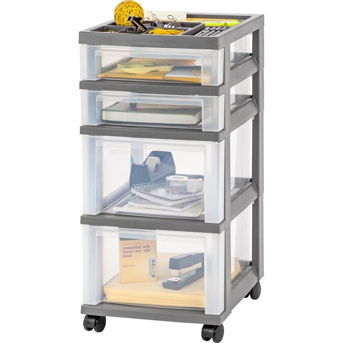 Iris 4 Compartment 4 Drawers Wheeled Plastic Cart In The Storage Cubes