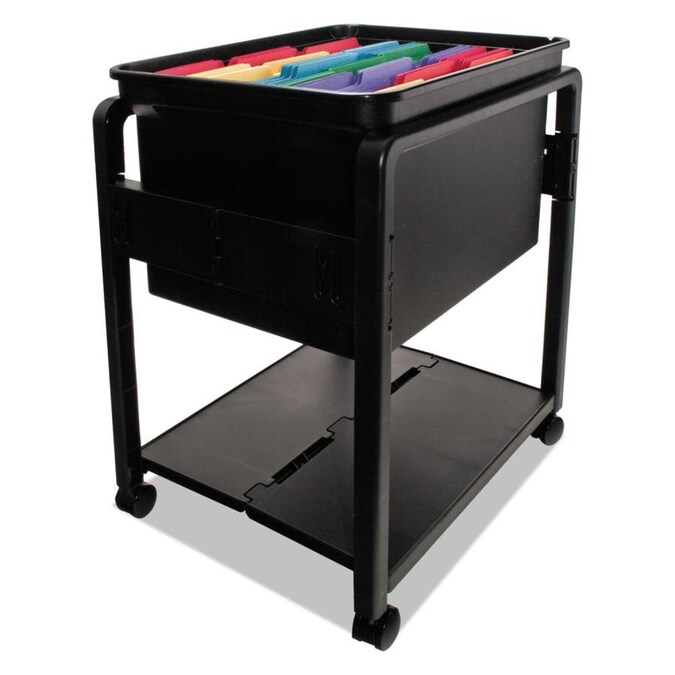 Advantus Folding Mobile File Cart, 14.5w x 18.5d x 21.75h, Clear/Black ... Advantus Folding Mobile File Cart, 14.5w x 18.5d x 21.75h, Clear/Black ...