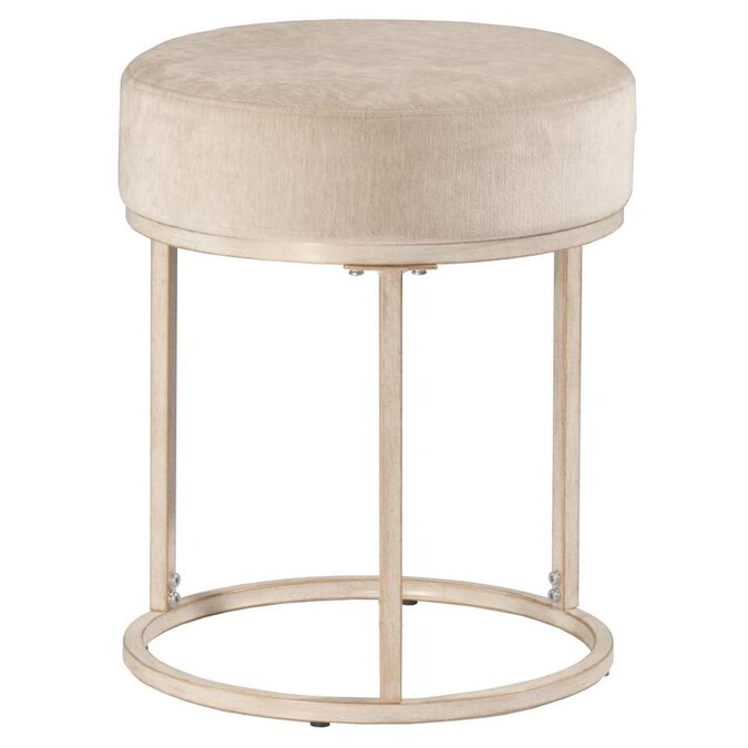 Hillsdale Furniture White And Bone Round Makeup Vanity Stool In The