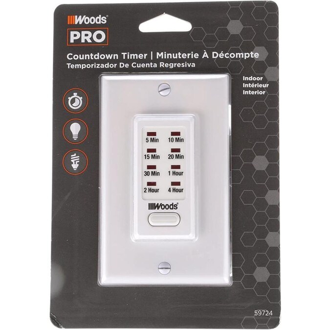 Woods 15-Amp 4-Hour In-Wall down Digital Timer Switch, White in the ... Woods 15-Amp 4-Hour In-Wall down Digital Timer Switch, White in the ...