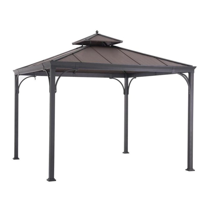 Sunjoy Black Metal Square Semi-Permanent Gazebo with Steel Roof ... Sunjoy Black Metal Square Semi-Permanent Gazebo with Steel Roof ...