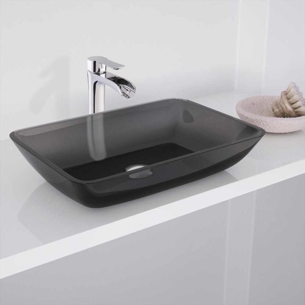 Vigo Glass Vessel Sinks Sheer Black Tempered Glass Vessel Rectangular