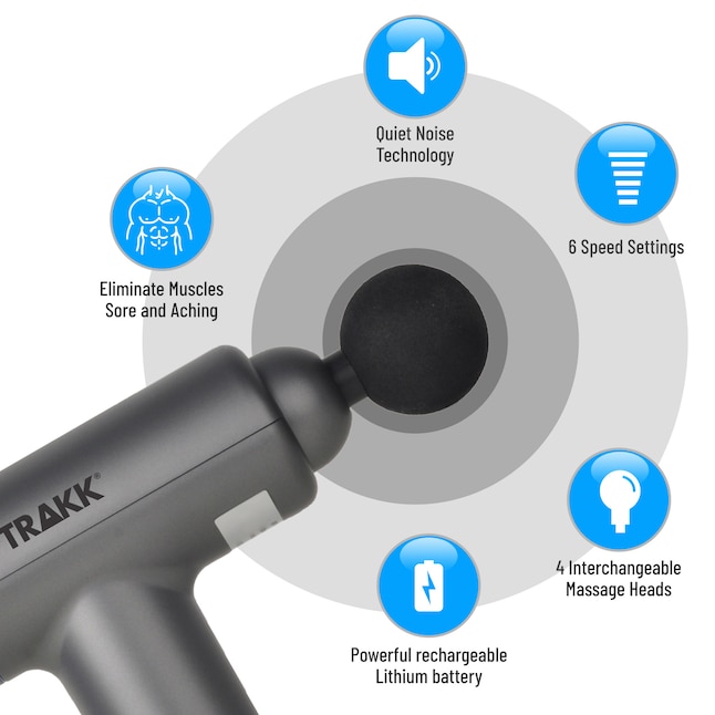 Trakk Massage Gun 6 Speed 4 Heads Gray In The Stretching And Recovery Department At