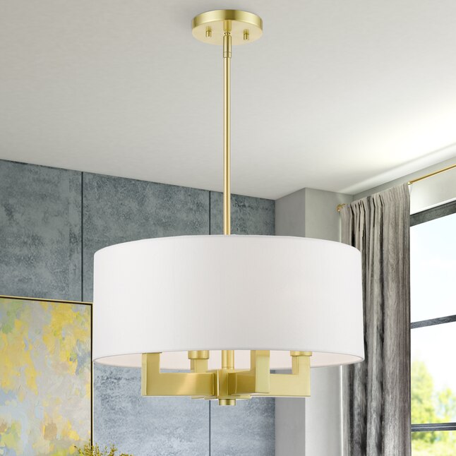 Livex Lighting Cresthaven 4-Light Satin Brass Transitional Chandelier ... Livex Lighting Cresthaven 4-Light Satin Brass Transitional Chandelier ...