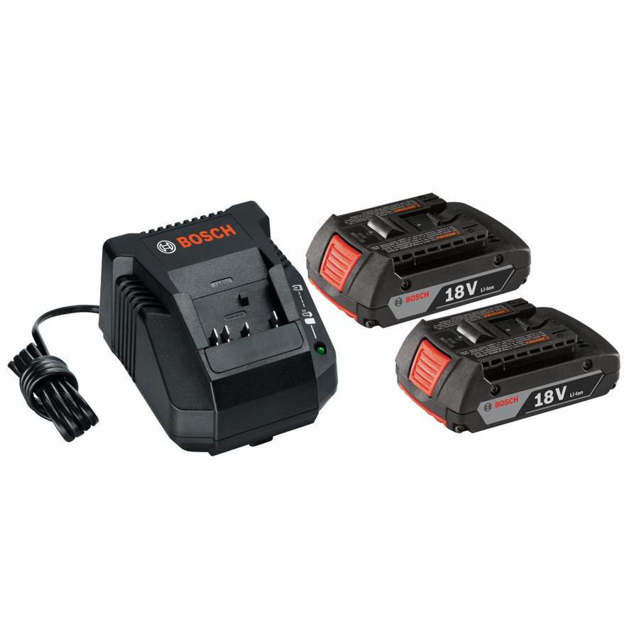 Bosch 18-Volt 2-Pack 2 Amp-Hour Lithium Power Tool Battery Kit (Charger ...