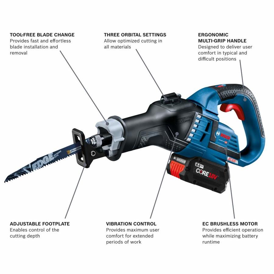 Bosch 18-Volt Variable Speed Brushless Cordless Reciprocating Saw ...