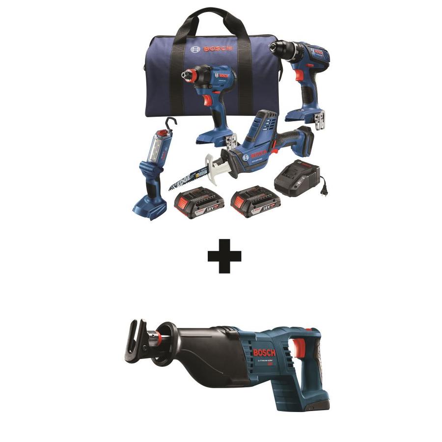 Bosch 5-Tool 18-Volt Power Tool Combo Kit with Soft Case (Charger ...