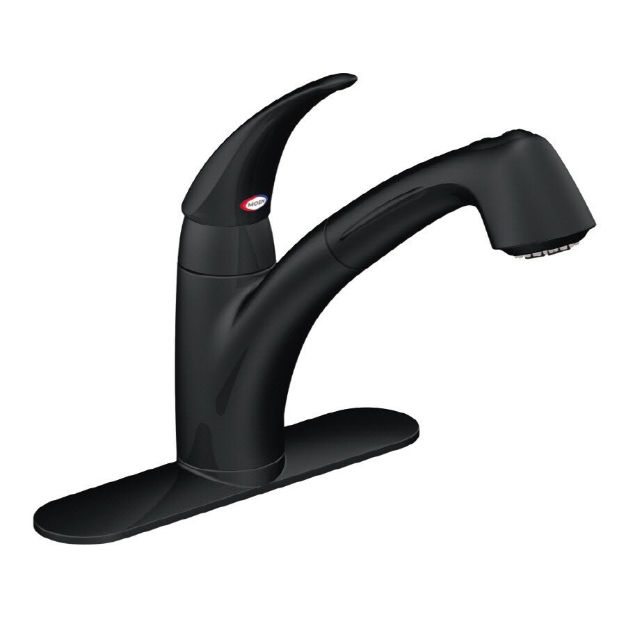 Moen Extensa Matte Black 1-Handle Pull-Out Kitchen Faucet with Side ...