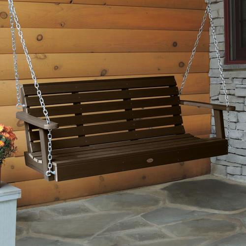 highwood Weatherly 2-person Weathered Acorn Plastic Outdoor Swing in ...