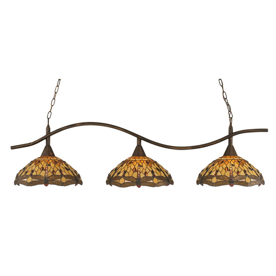 Brooster 16-in W 3-Light Bronze Kitchen Island Light with Tiffany-Style ...