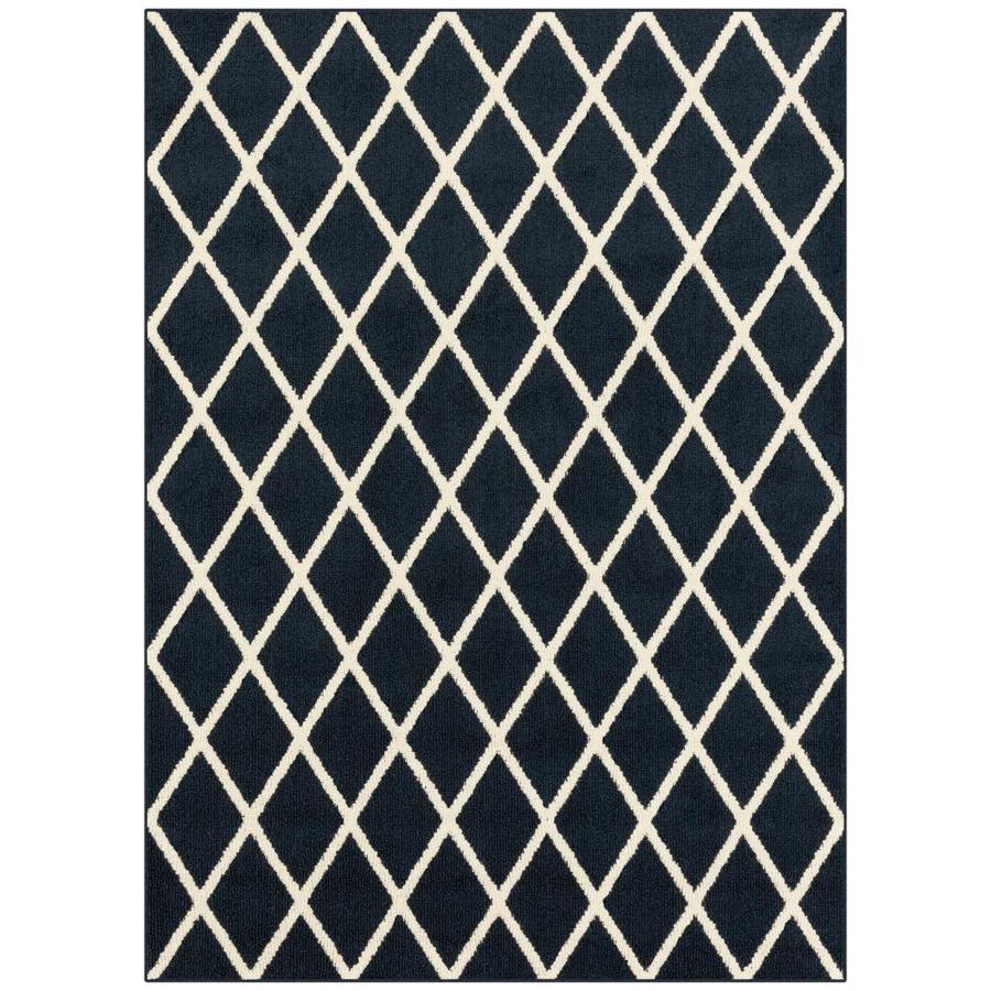 Style Selections Larisa 7 x 10 Navy heather/cream Indoor Geometric Area ...
