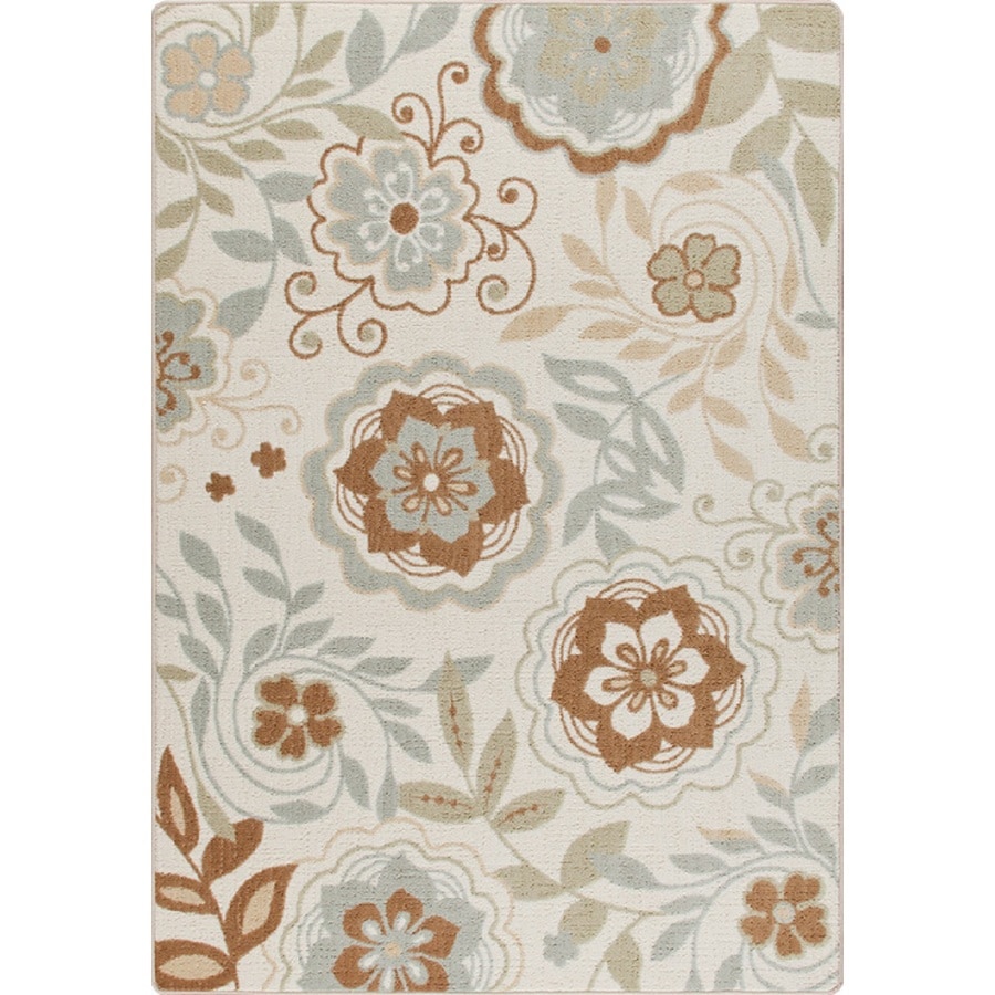Milliken Mix and Mingle 7 x 10 (ft) Nylon Ivory Rectangular Floral ...
