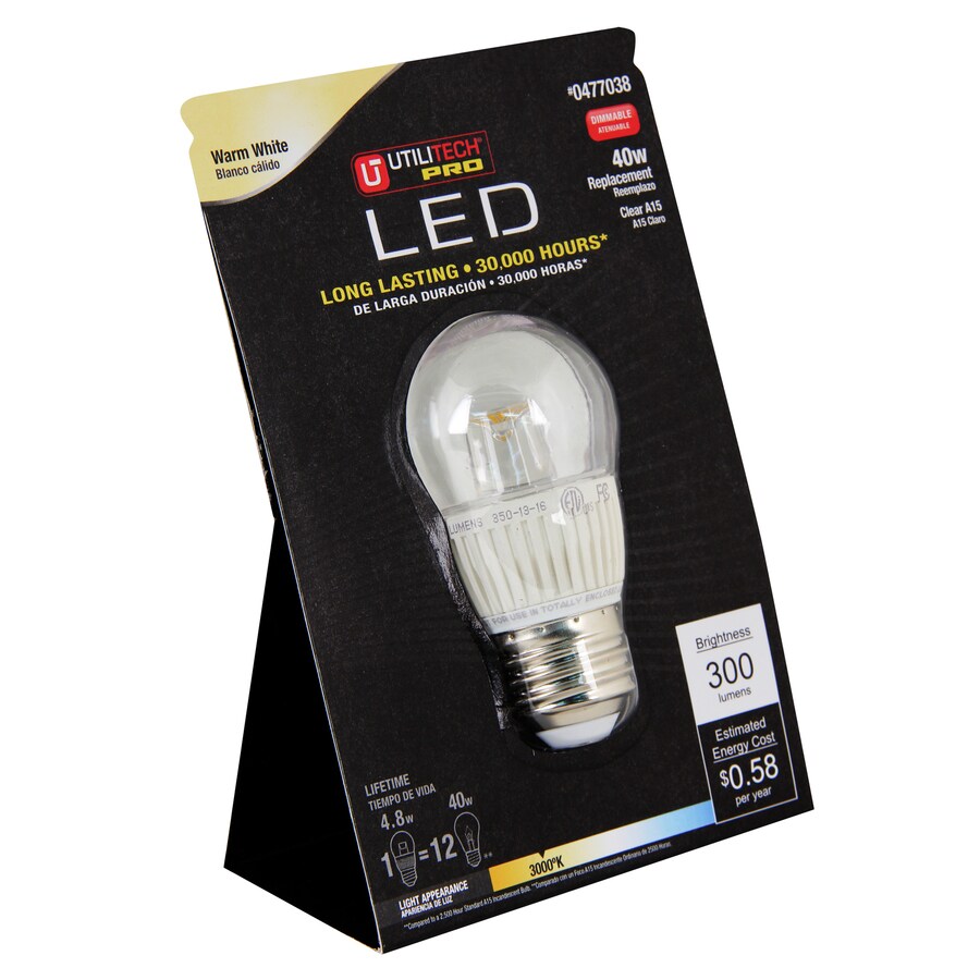 Utilitech 40-Watt EQ Warm White Dimmable Light Bulb in the Decorative ...
