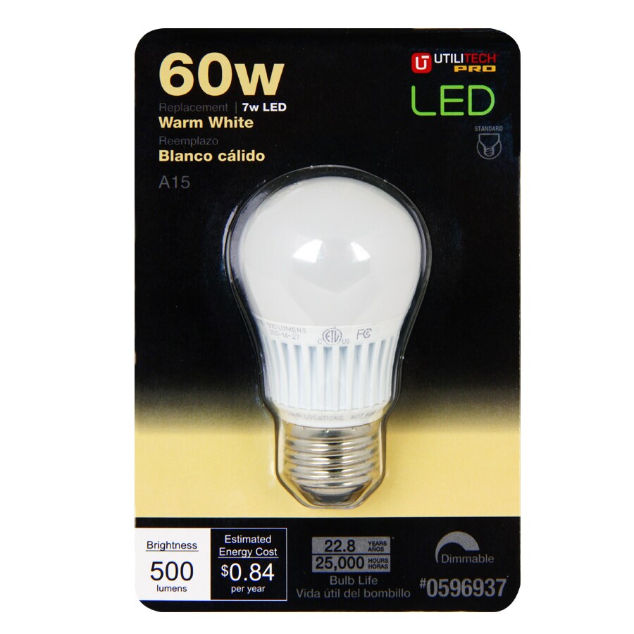 Utilitech 7-Watt (60W Equivalent) 3,000K Medium Base (E-26) Warm White ...