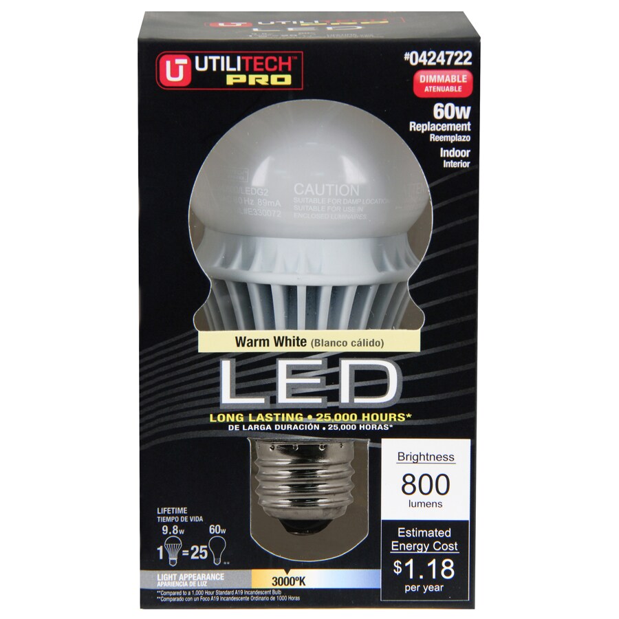 Utilitech Pro 60-Watt EQ A19 Warm White Dimmable LED Light Bulb in the ...