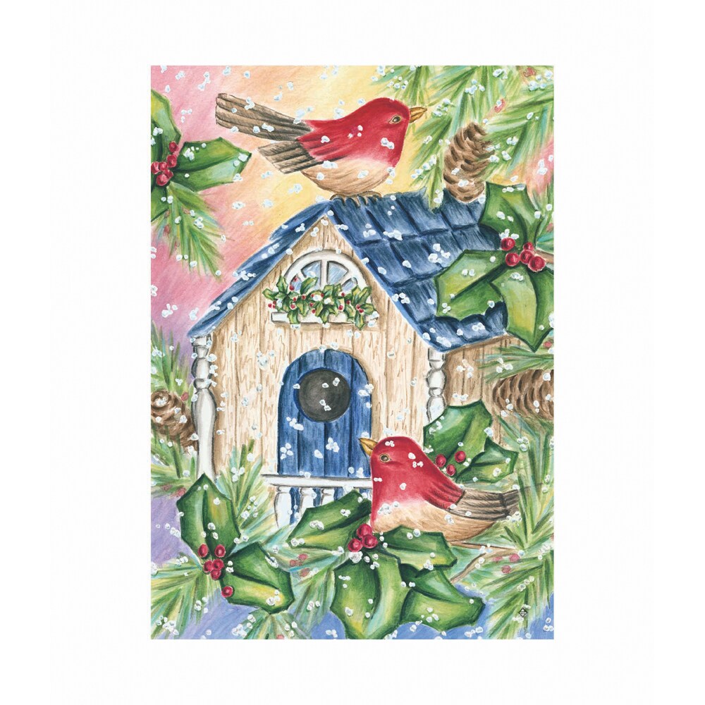 TolandÂ® Birdhouse & Holly Standard Flag in the Awnings department at ...