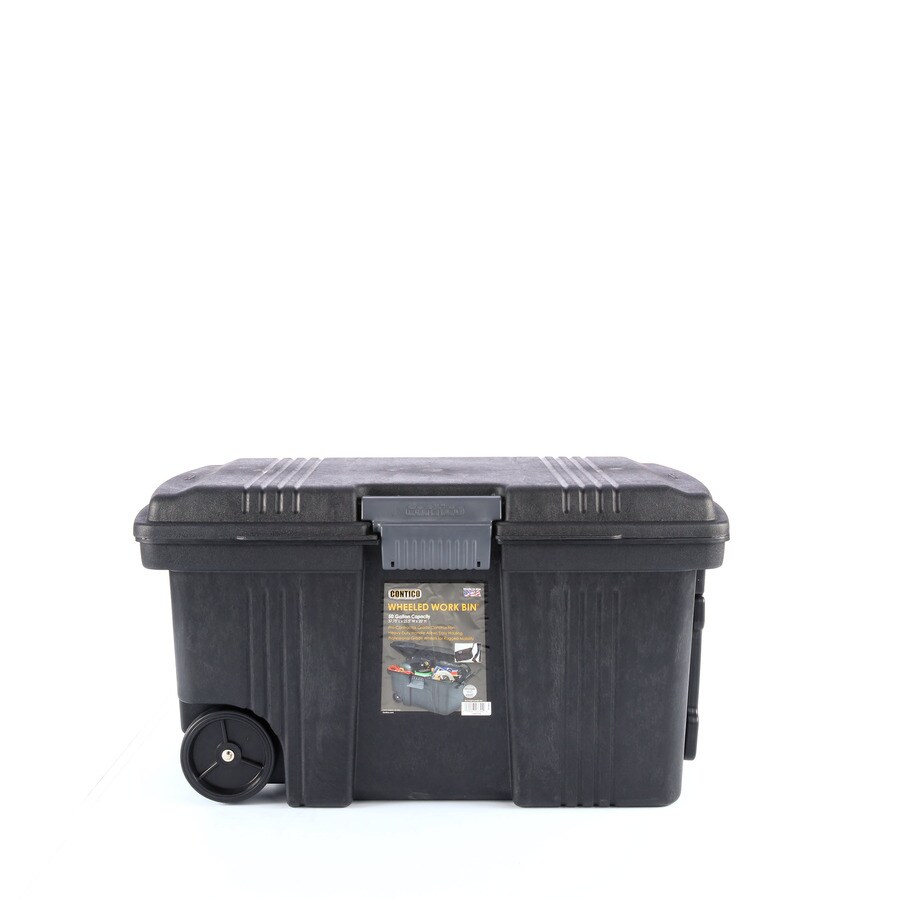 CONTICO Durable Rolling 41-Gallon (164-Quart) Black Tote with Latching ...