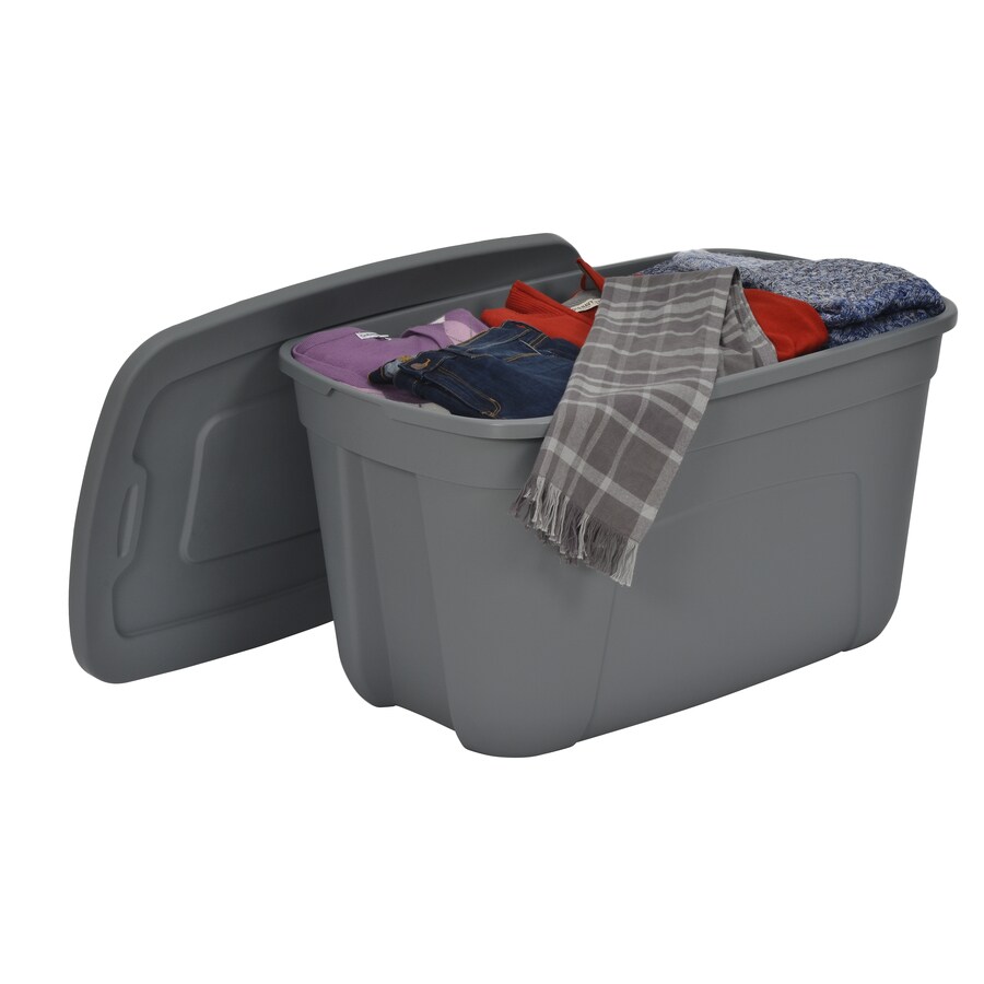 Style Selections 18-Gallon Gray Tote with Standard Snap Lid in the ...