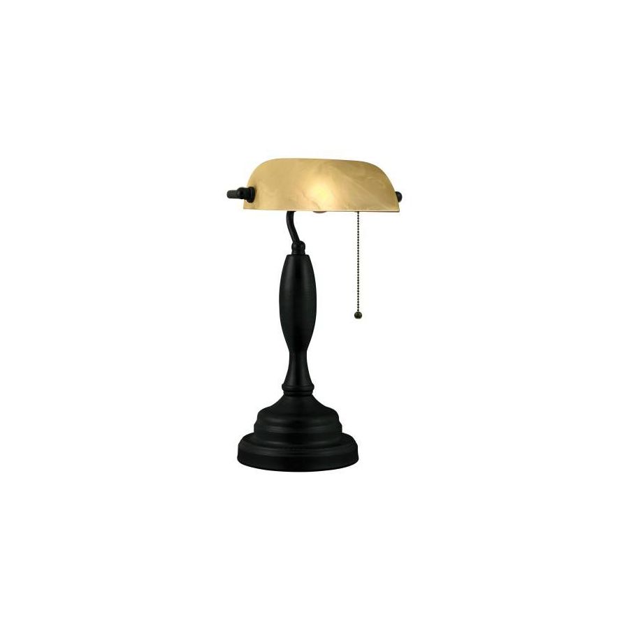 Portfolio 18-in Bronze Desk Lamp with Glass Shade at Lowes.com