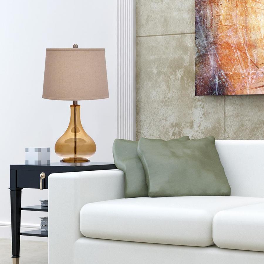 Catalina Amberly 25.5-in Amber 3-Way Table Lamp with Linen Shade at ...