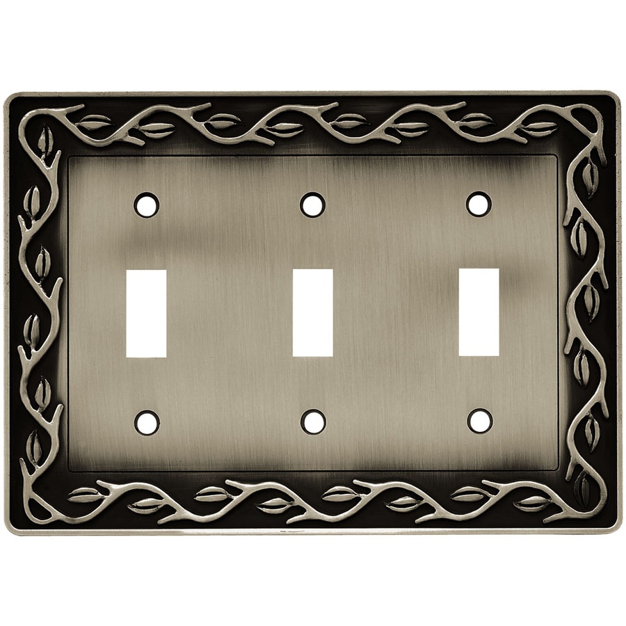 Brainerd 3-Gang Brushed Satin Pewter Toggle Wall Plate at Lowes.com