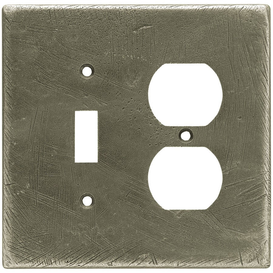 Brainerd 2-Gang Brushed Satin Pewter Metal Round Wall Plate at Lowes.com