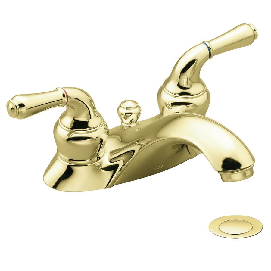 Moen Monticello Polished Brass 2-Handle 4-in Centerset WaterSense ...