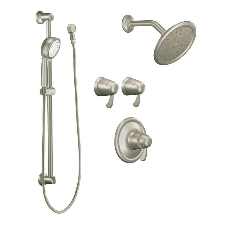 Moen Brushed Nickel 3-Handle Vertical Shower Sytem Trim Kit with Multi ...