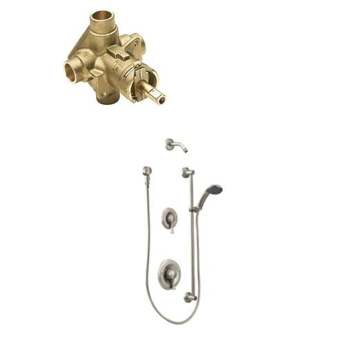 Moen Commercial Brushed Nickel 2-Handle Shower Faucet with Valve in the ...