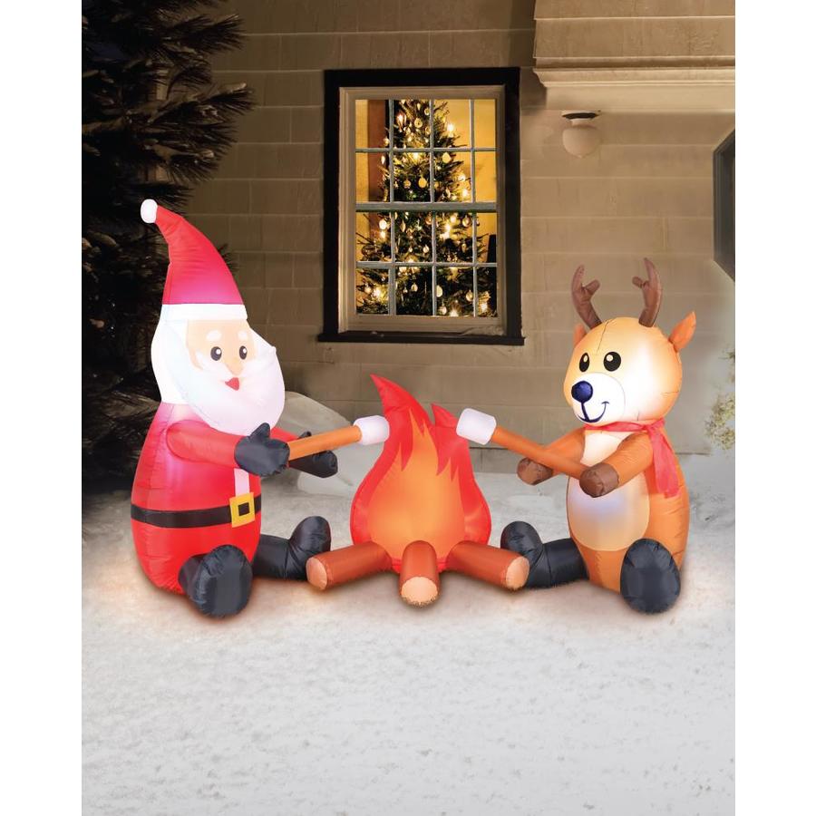 Airflowz 4-ft Lighted Santa Christmas Inflatable in the Christmas ...