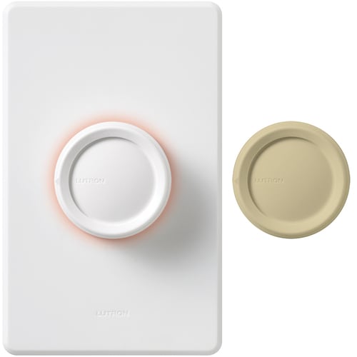 Lutron Rotary Single-Pole White/Ivory Illuminated Rotary Light Dimmer ...