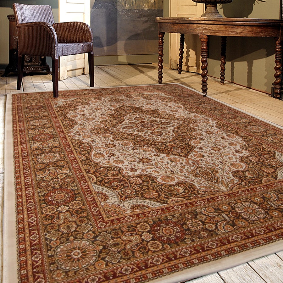 Orian Rugs Medallion Kashan Brown Rectangular Indoor Woven Area Rug ...