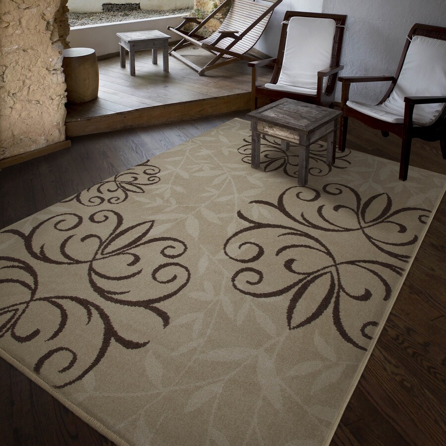 Orian Rugs Fleur Medalln Beige Indoor/Outdoor Oriental Throw Rug ...