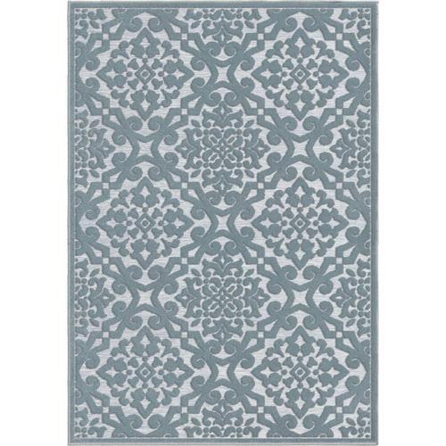 Orian Rugs Boucle Lansing 9 x 13 Harbor Blue Indoor/Outdoor Floral ...