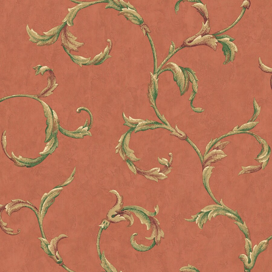 allen + roth Orange Peelable Vinyl Prepasted Classic Wallpaper in the ...
