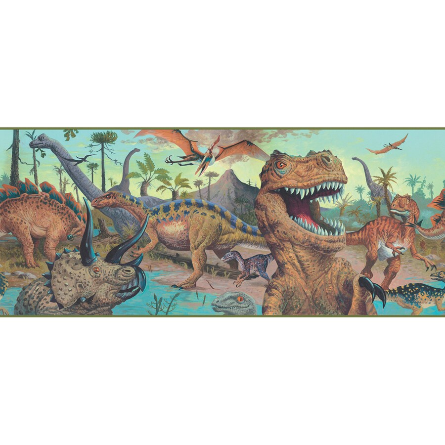 allen + roth 10-1/4" Multicolor Dinosaur World Prepasted Wallpaper ...