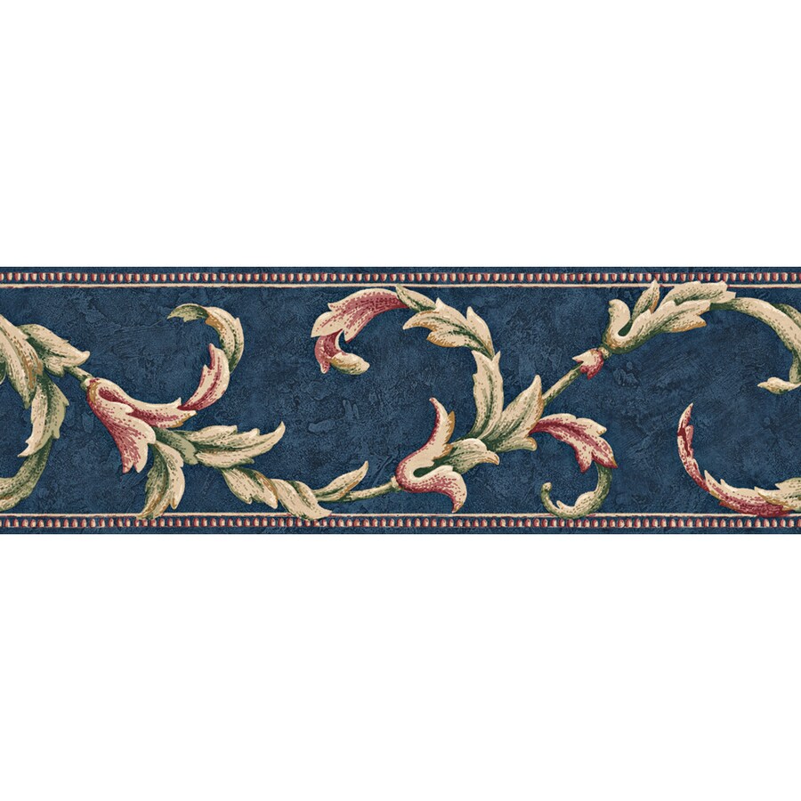 allen + roth 6-7/8" Navy Scroll Prepasted Wallpaper Border at Lowes.com