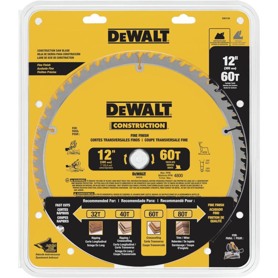 DEWALT Construction 12-in 60-Tooth Tungsten Carbide-Tipped Steel Miter ...