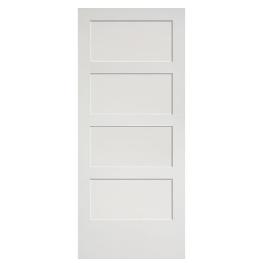 Masonite Traditional 36-in x 84-in 4-Panel Primed MDF Single Barn Door ...