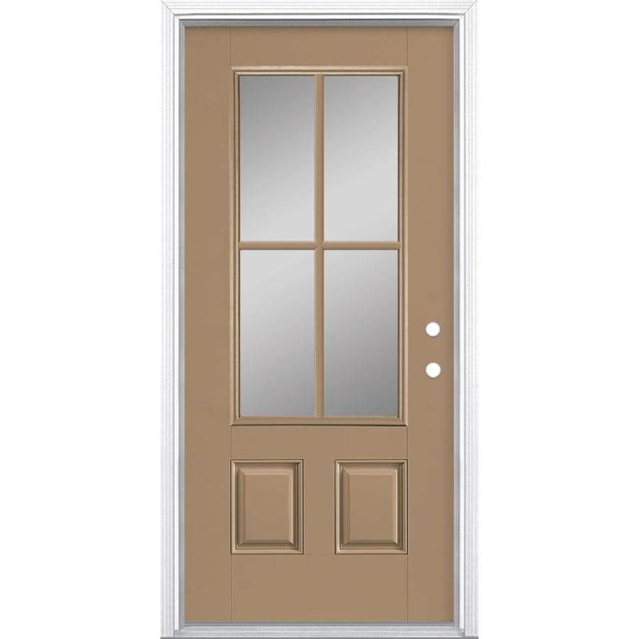 Masonite 3/4 Lite Simulated Divided Light Left-Hand Inswing Warm Wheat ...