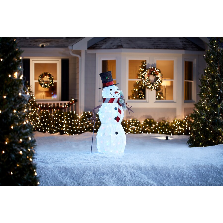 Holiday Living Snowman Sculpture with Multicolor LED Lights in the ...