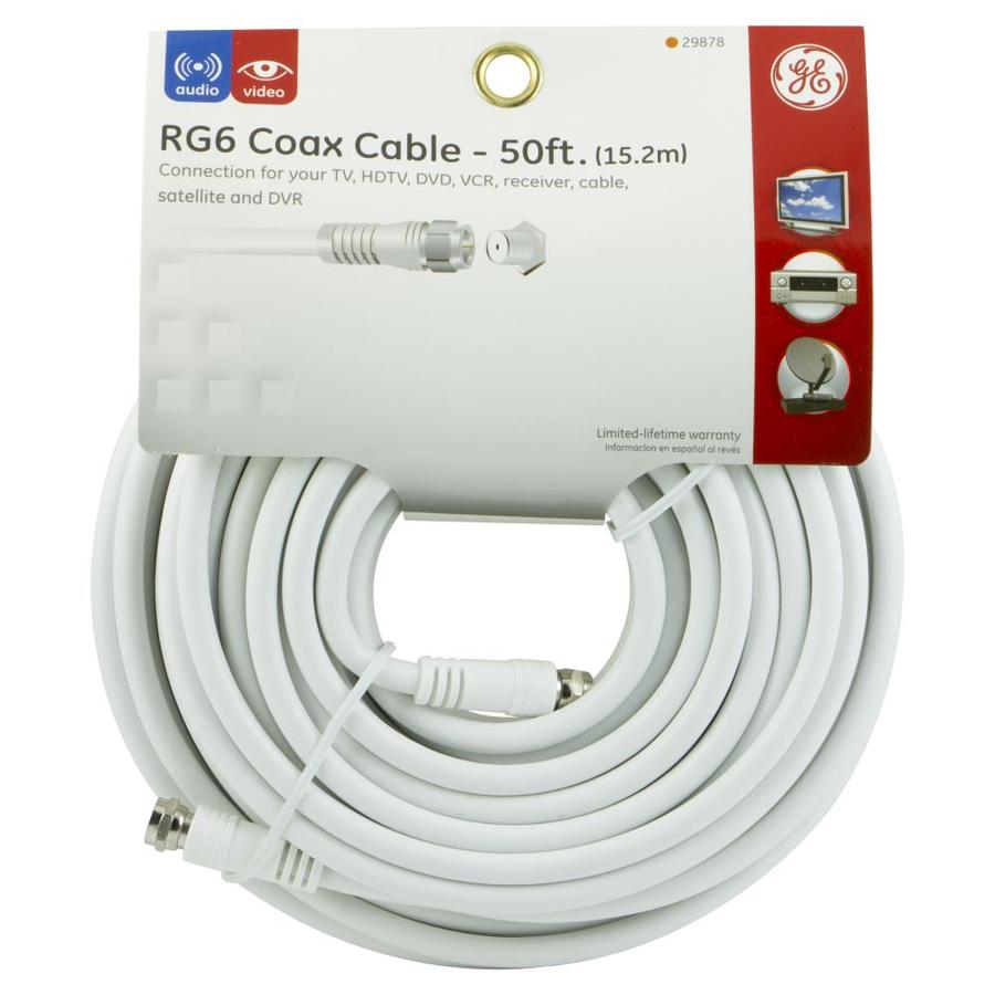 GE 50-ft 18 AWG RG6 White Coax Cable Coil in the Coaxial Wire ...