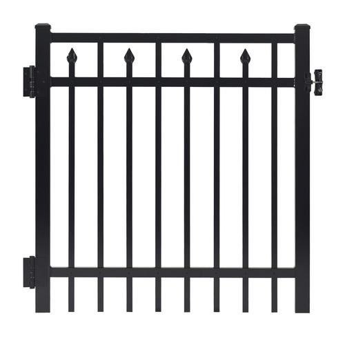 Gilpin 4-ft x 4-ft Black Aluminum Spaced Picket Decorative Metal Fence ...