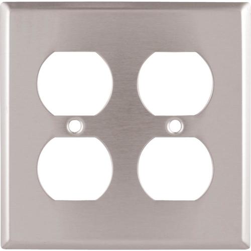Eaton 2-Gang Stainless Steel Single Duplex Standard Wall Plate in the ...