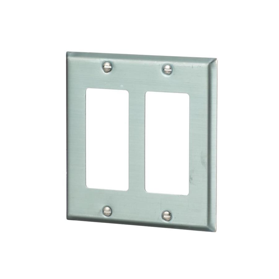 Eaton 2-Gang Stainless Steel Single Decorator Standard Wall Plate in ...