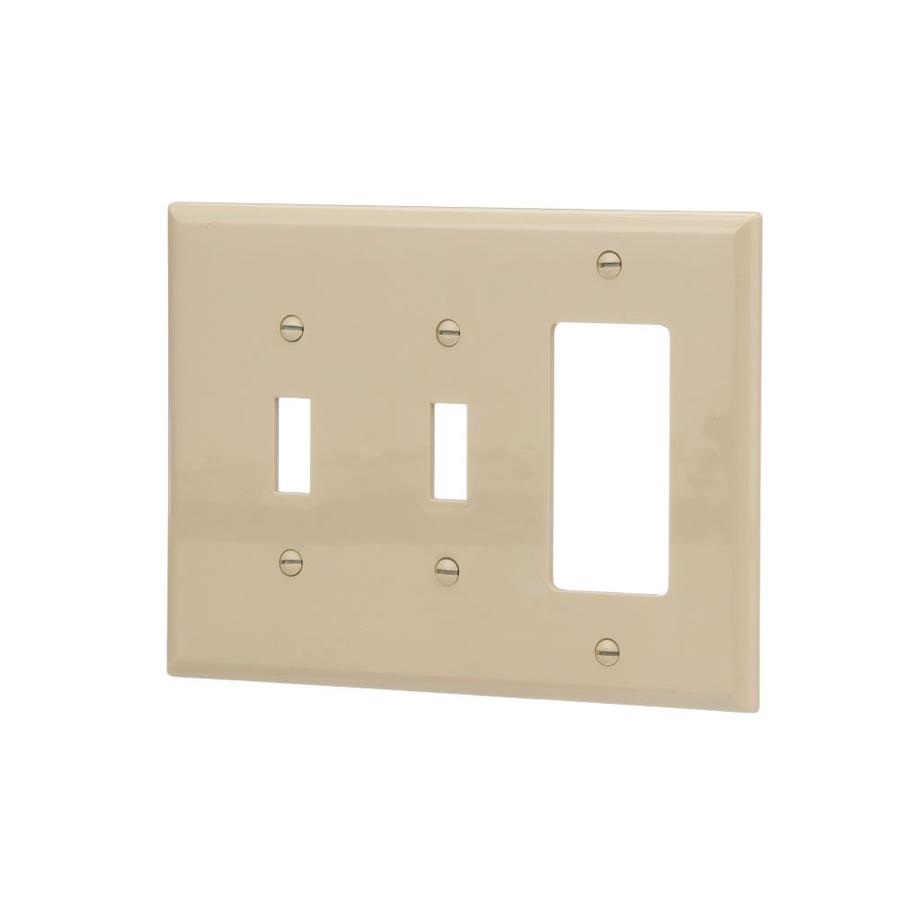 Eaton 3-Gang Ivory Toggle/Decorator Midsize Wall Plate in the Wall ...